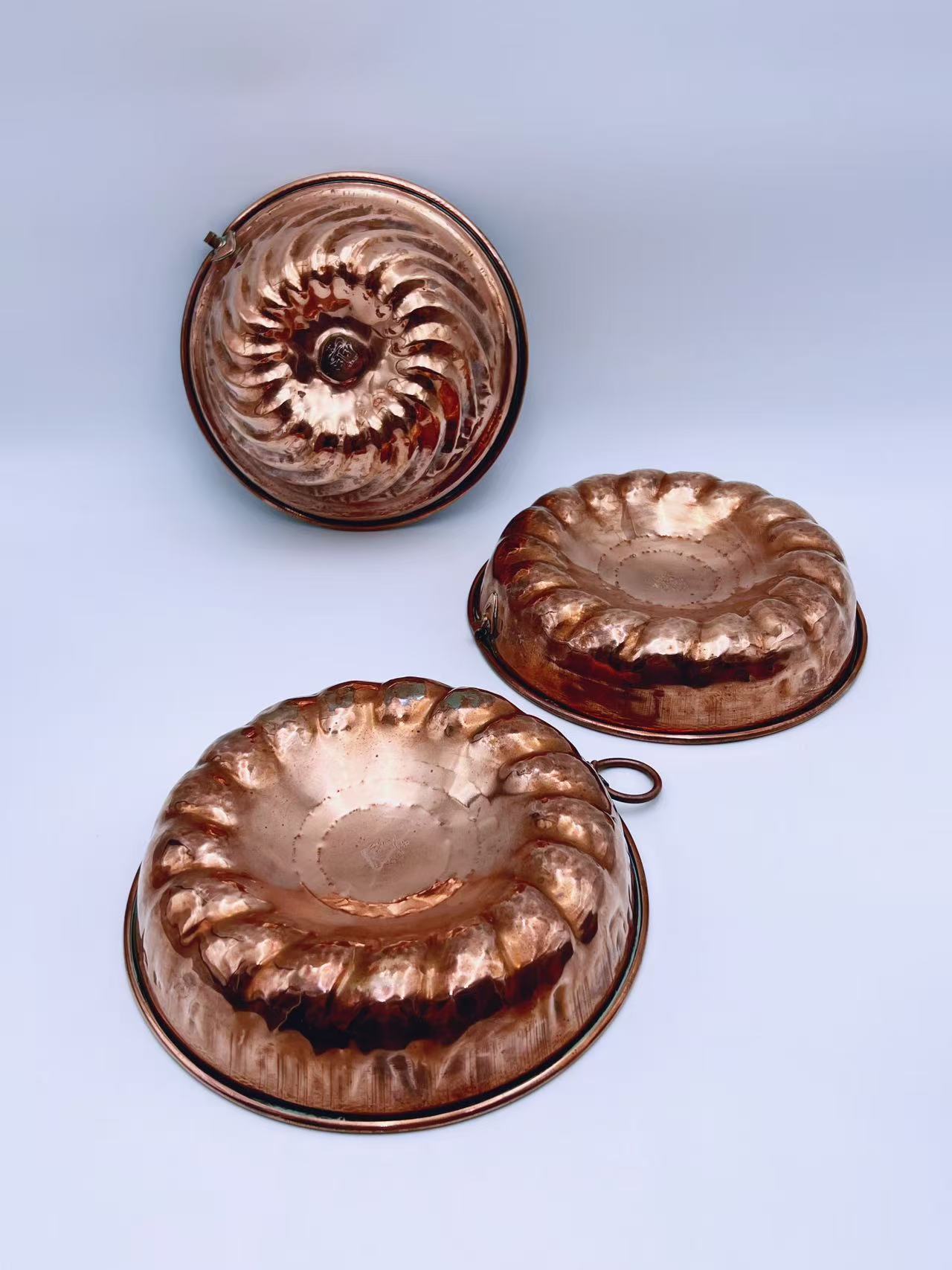 3 stk kobber puddingform | Auksjon