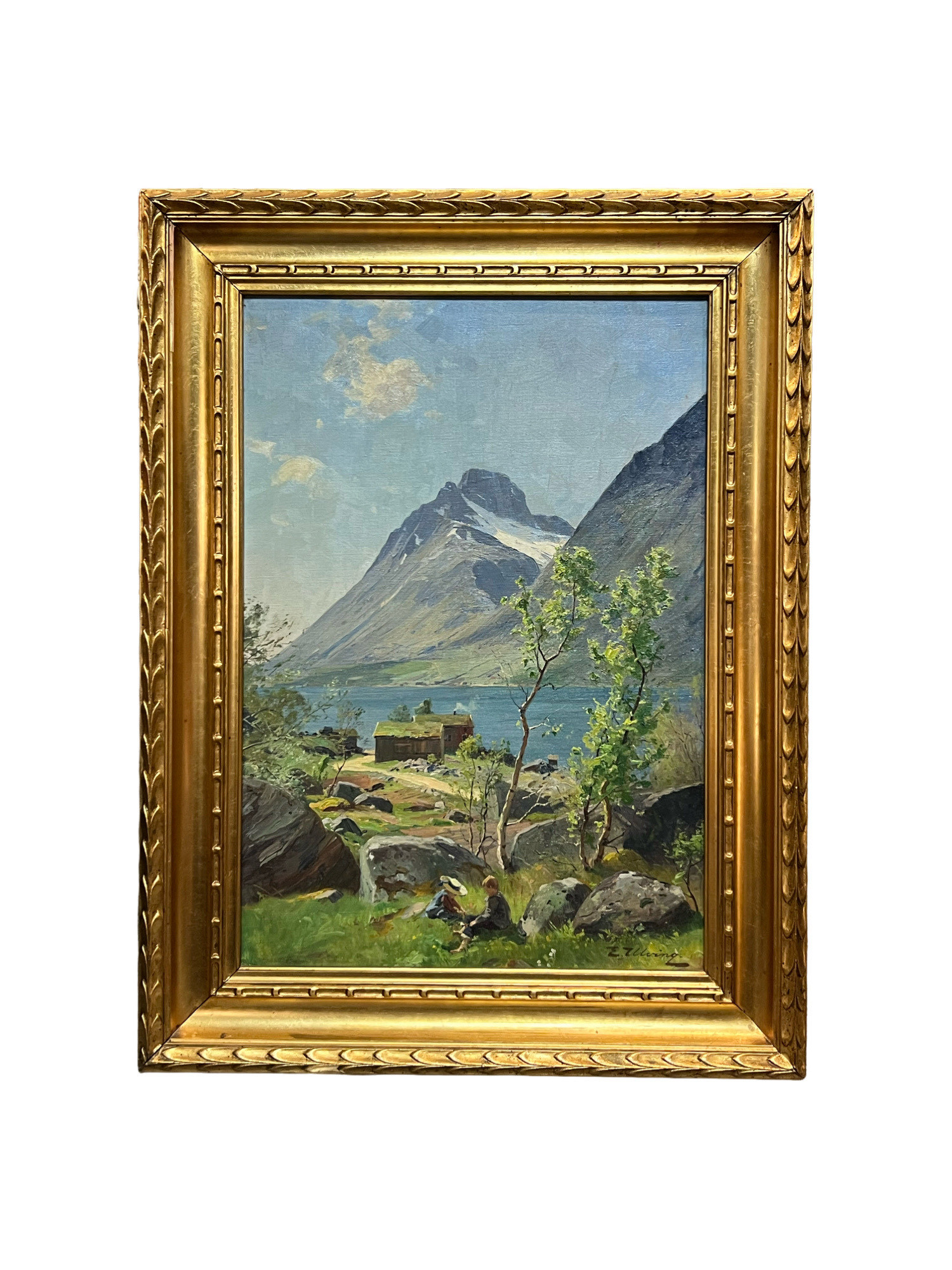 Even Ulving (1863-1952) "Sommerdag - Utsikt mot fjorden | Auksjon